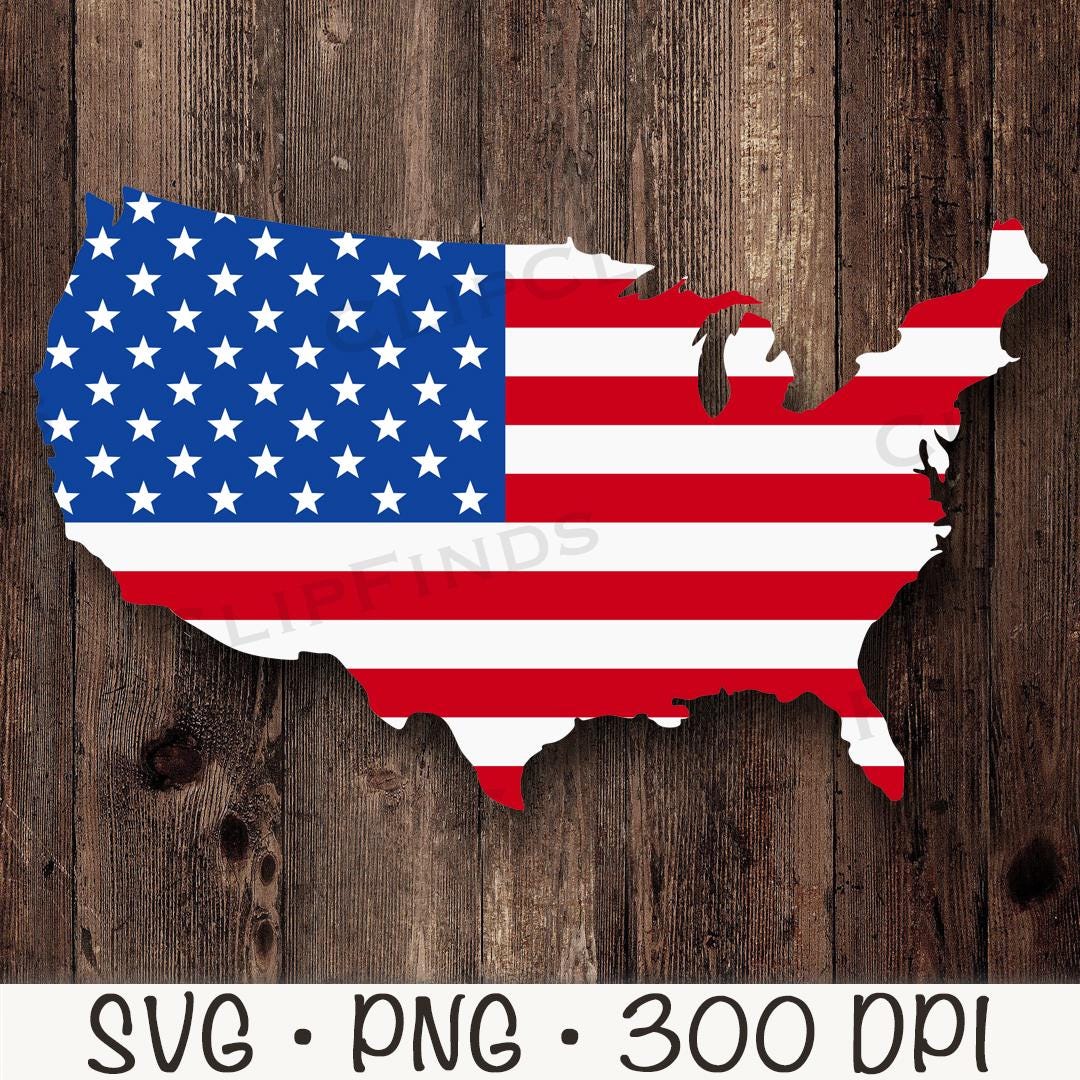 USA Flag Map SVG, United States Flag Png, USA Map, America, Sublimation ...