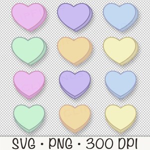 Blank Conversation Hearts SVG, Valentine's Day Candy Hearts, PNG ...