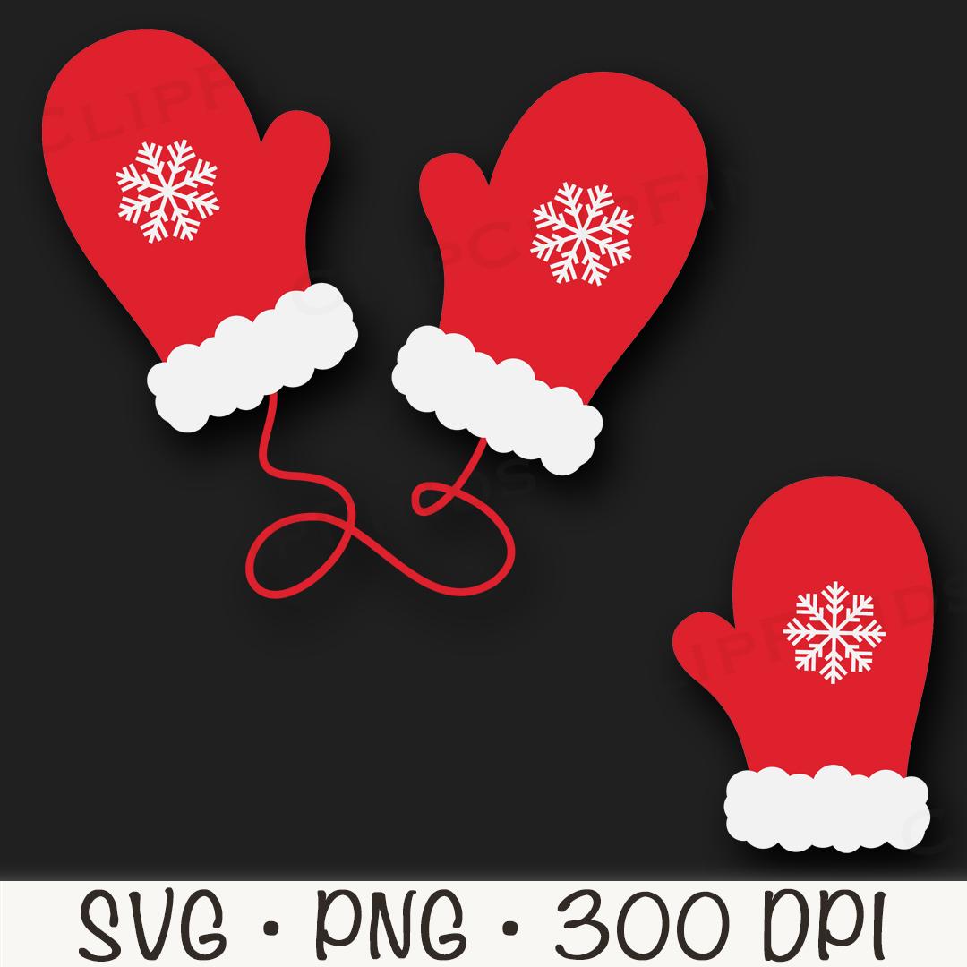 Santa Claus Mittens, Santa Gloves, Mittens With String, SVG, PNG, Clip ...