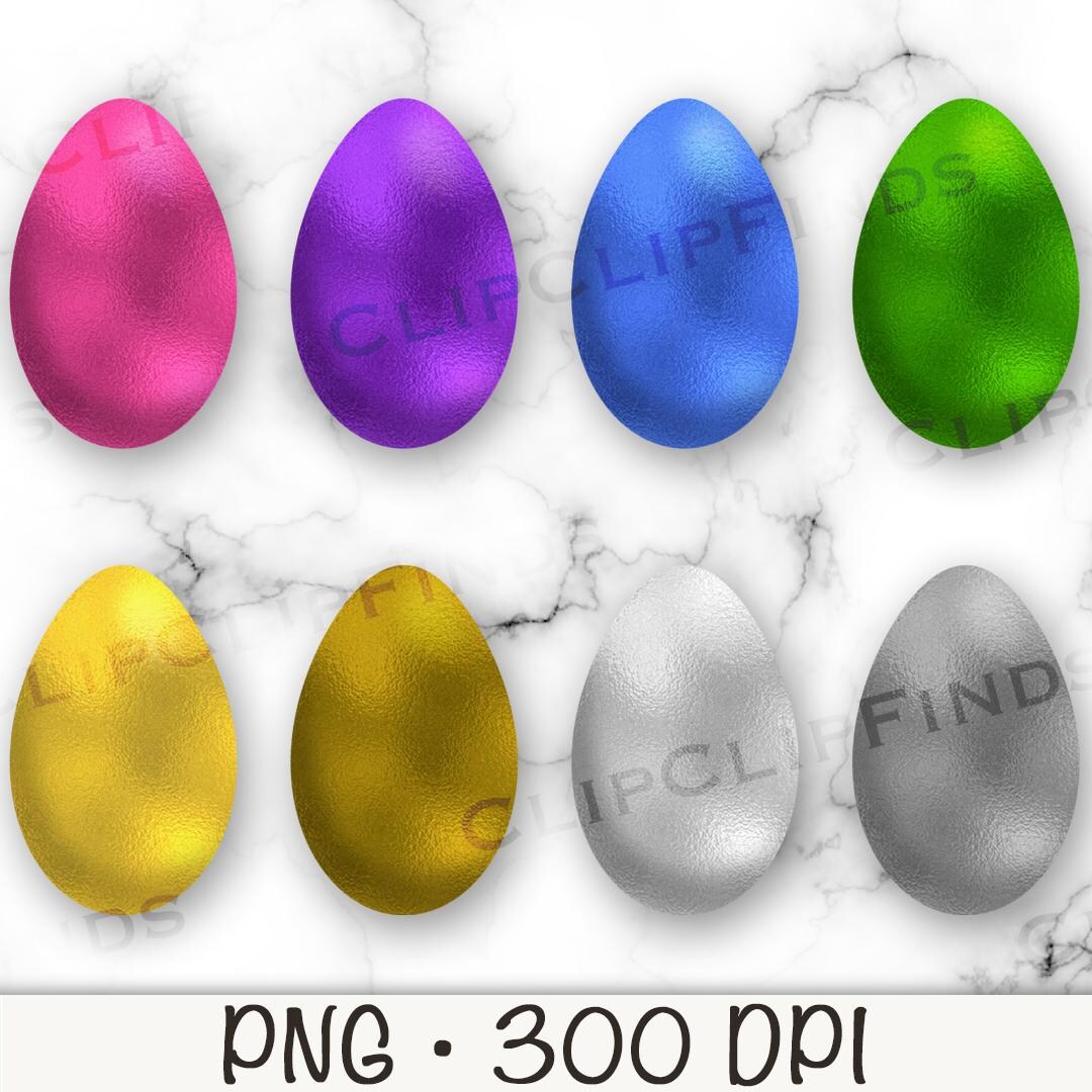 Gold Foil Easter Eggs Clipart, Colorful Easter Eggs Clipart, Chocolate ...