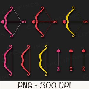 Heart Bow and Arrow, Valentine's Day Bow and Arrow Clipart, PNG ...