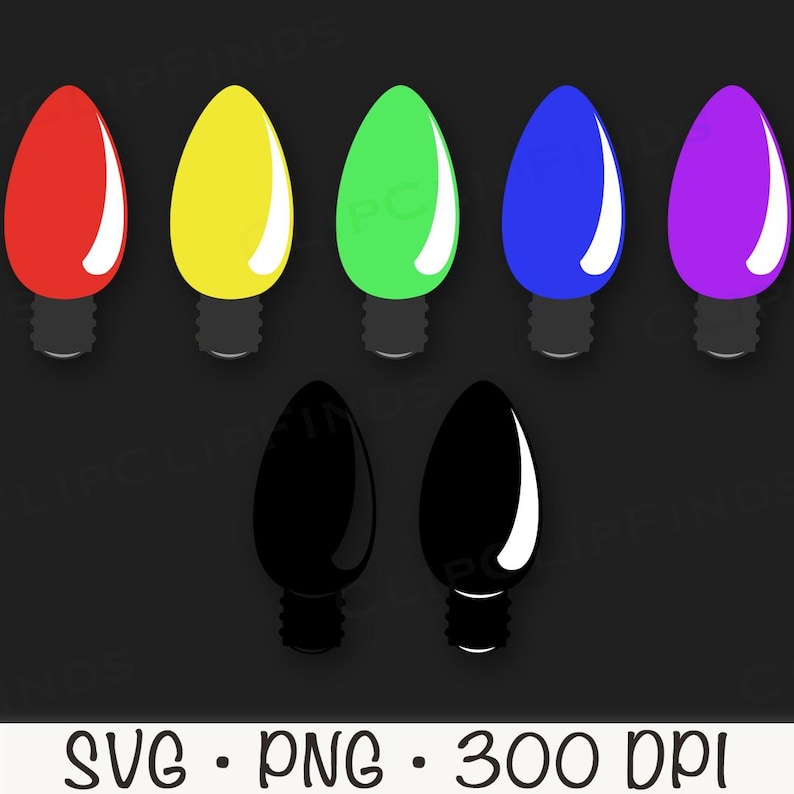 Colorful Christmas Light Bulbs, SVG, PNG, Clipart, Layered, Instant ...