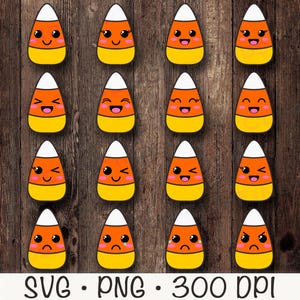 Kawaii Candy Corn SVG, Cute Candy Corn PNG, Candy Corn With Faces ...