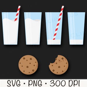 Milk and Cookies Clipart, Chocolate Chip PNG, Milk SVG, Matching Couple ...