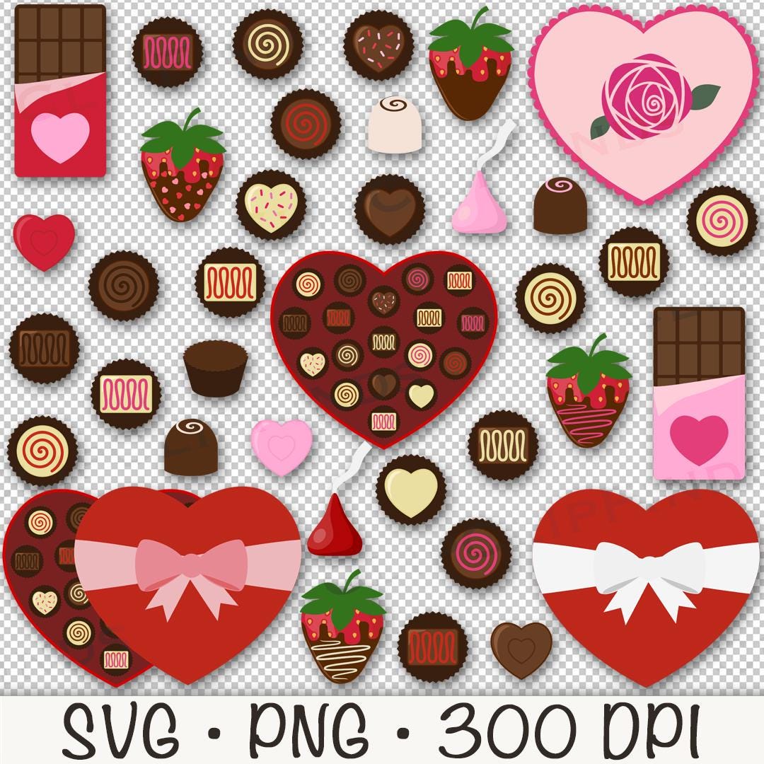 Valentine's Chocolate SVG, Valentines Chocolate Clip Art Bundle Pack ...