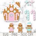 Cute Pastel Gingerbread House SVG, Pink and Blue Gingerbread Family PNG ...