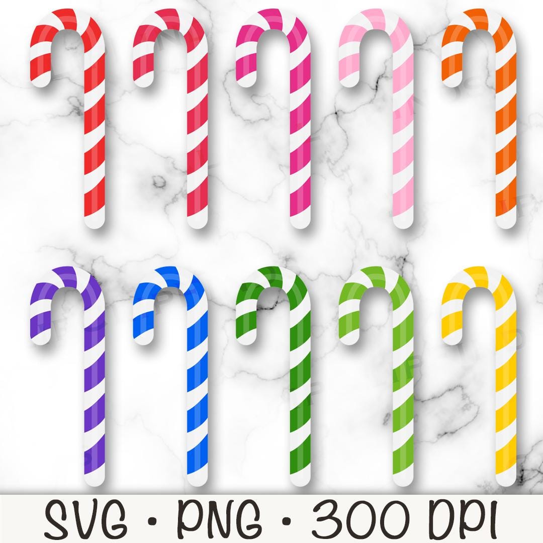 Candy Cane Clipart, Candy Cane SVG, Candy Cane PNG, Colored Candy Cane ...
