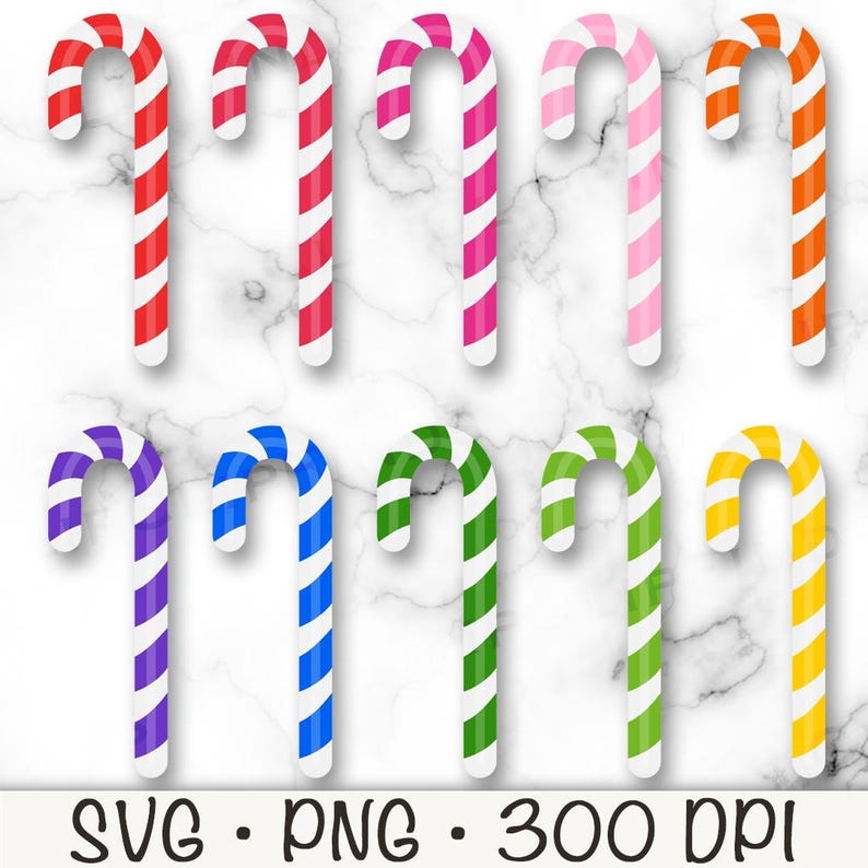 Candy Cane Clipart, Candy Cane SVG, Candy Cane PNG, Colored Candy Cane ...