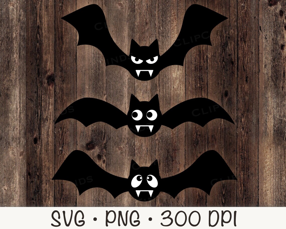 Flying Bats SVG, Cute Bats, Bats With Faces, Bats With Fangs, Goggly ...
