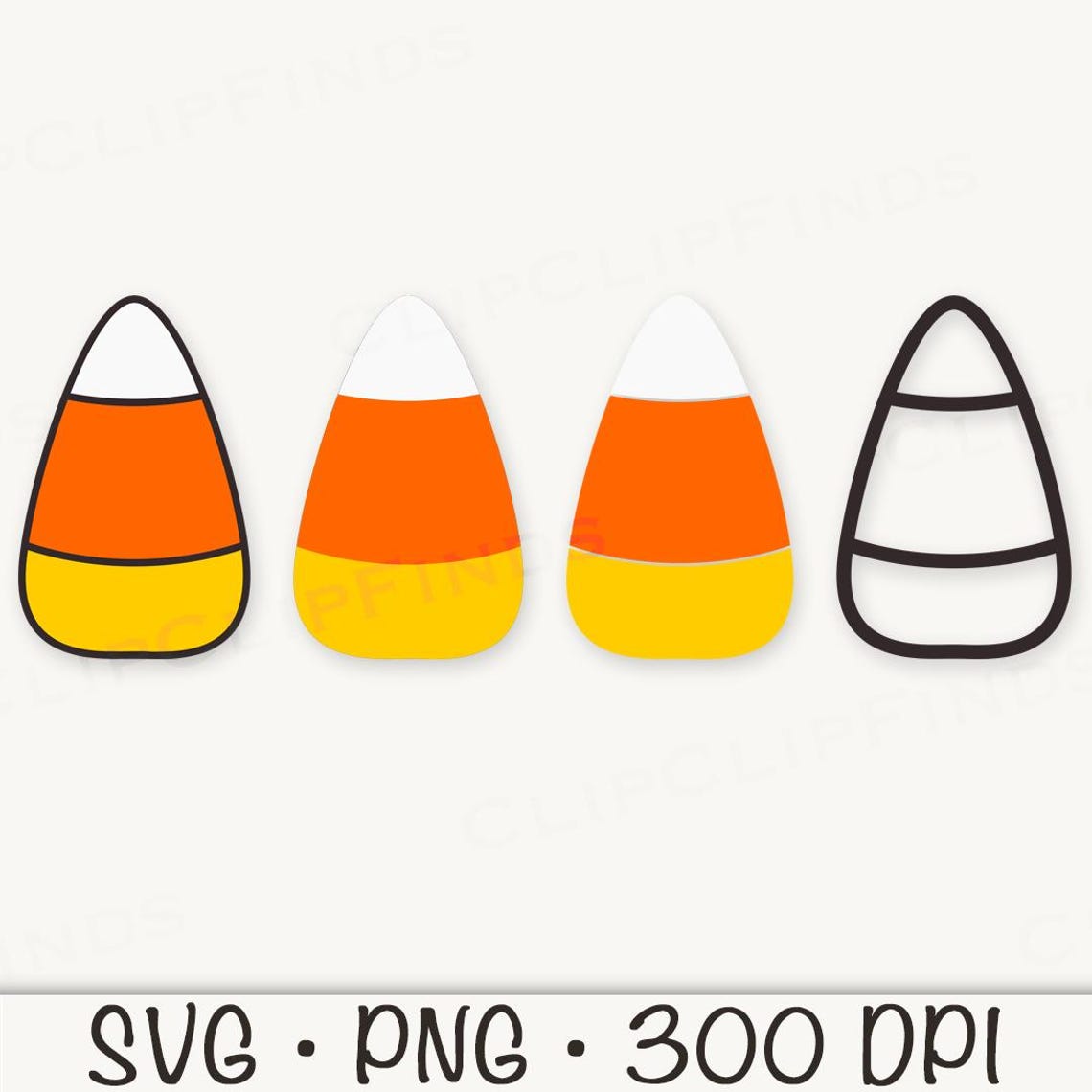 Candy Corn SVG, Candy Corn Bundle, Black Outline, SVG Vector Cut File ...