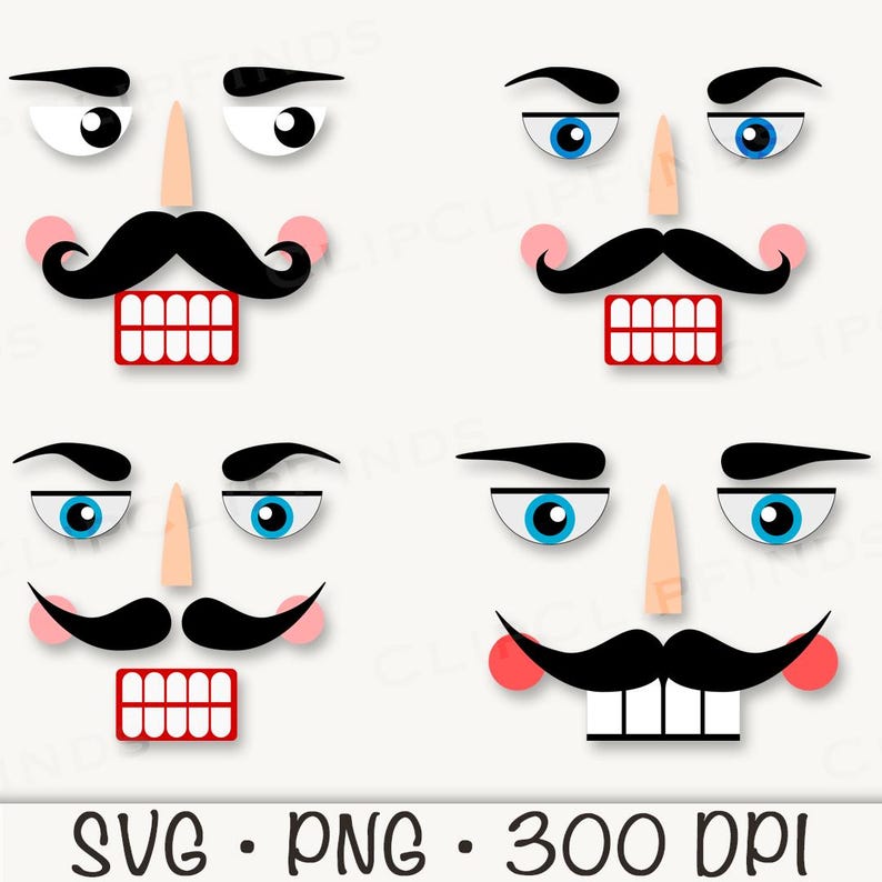 Nutcracker Faces, Nutcracker Face SVG, Nutcracker Face PNG, Sublimation ...