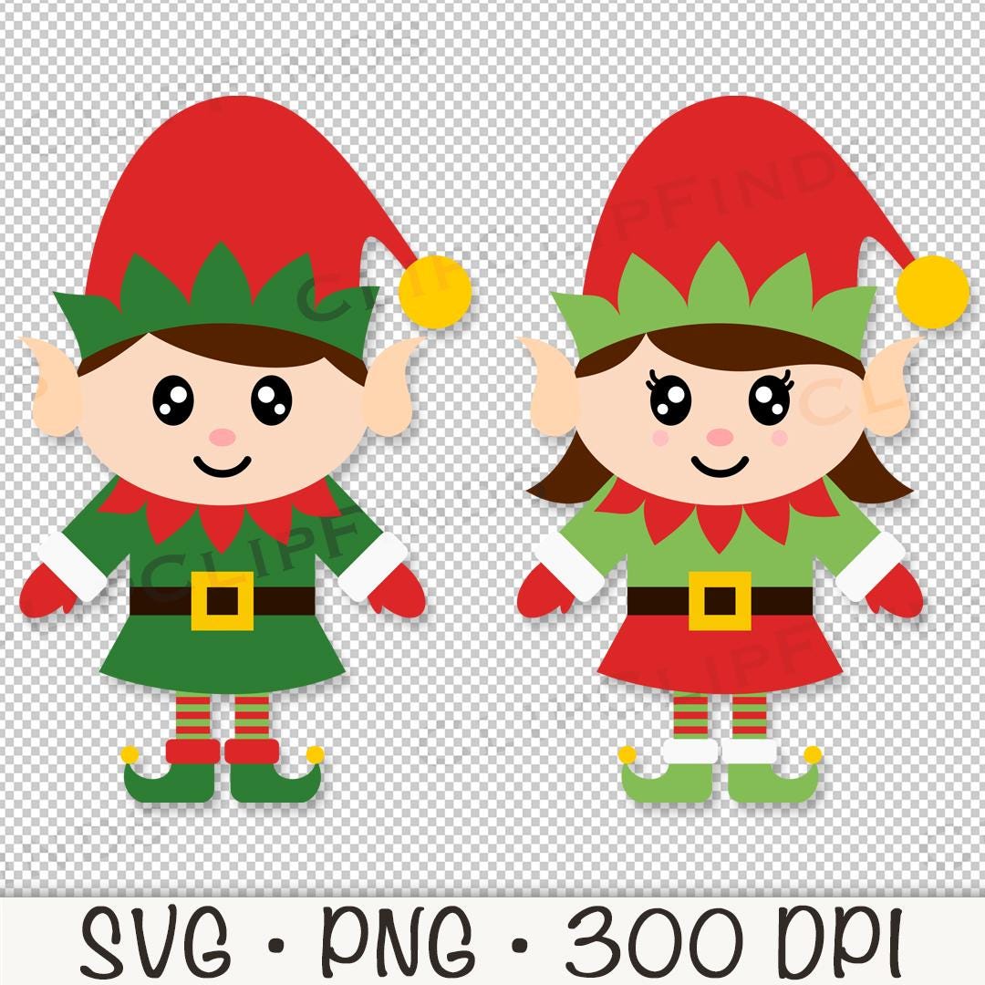 Cute Elf Boy and Girl SVG, Elf PNG, Girl Elf, Elf Clip Art, Red and ...