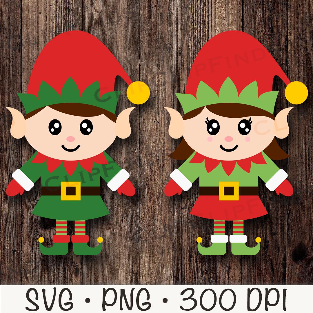 Cute Elf Boy and Girl SVG, Elf PNG, Girl Elf, Elf Clip Art, Green and ...