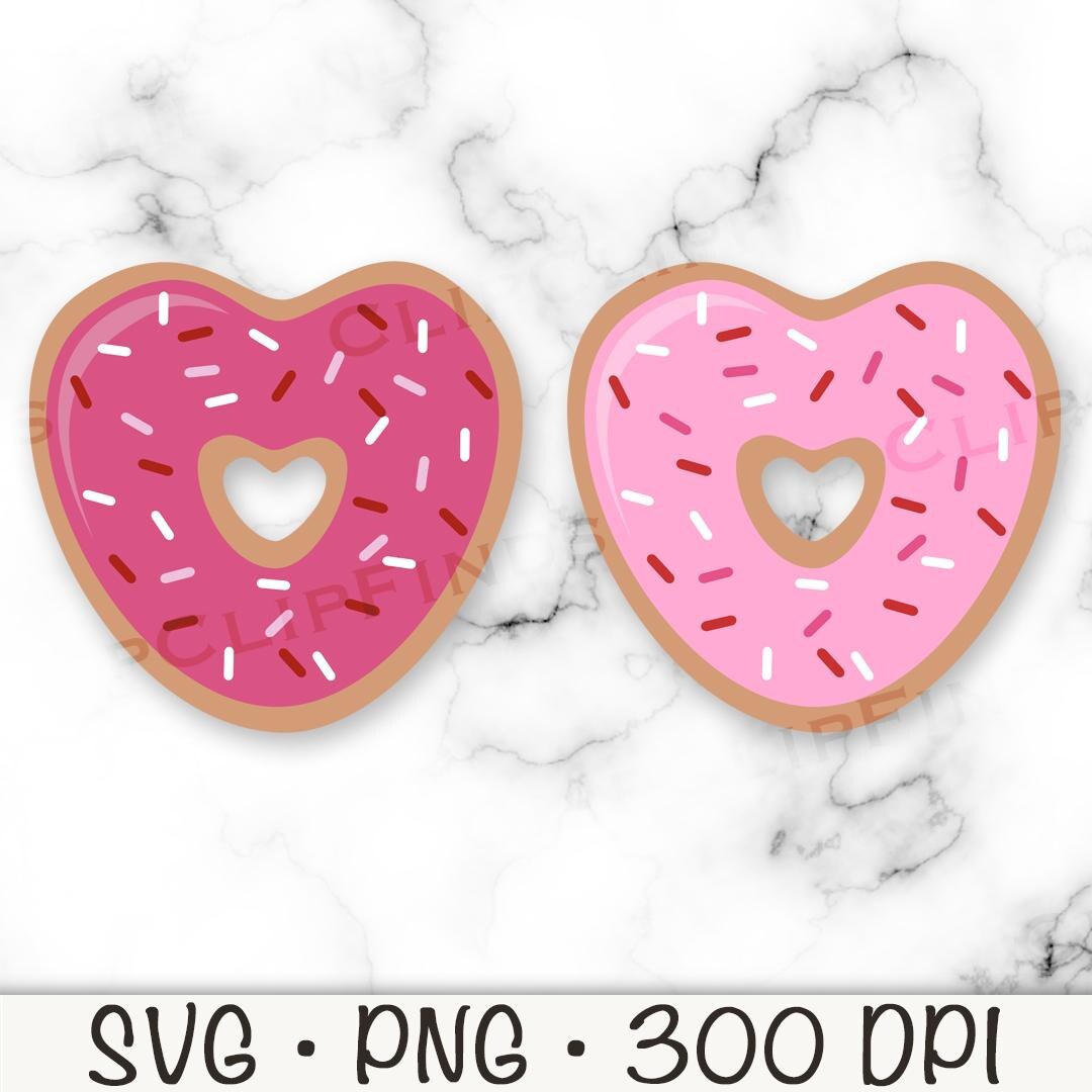 Heart Donuts SVG, Heart-shaped Donuts Clipart, Pink Donuts, PNG ...