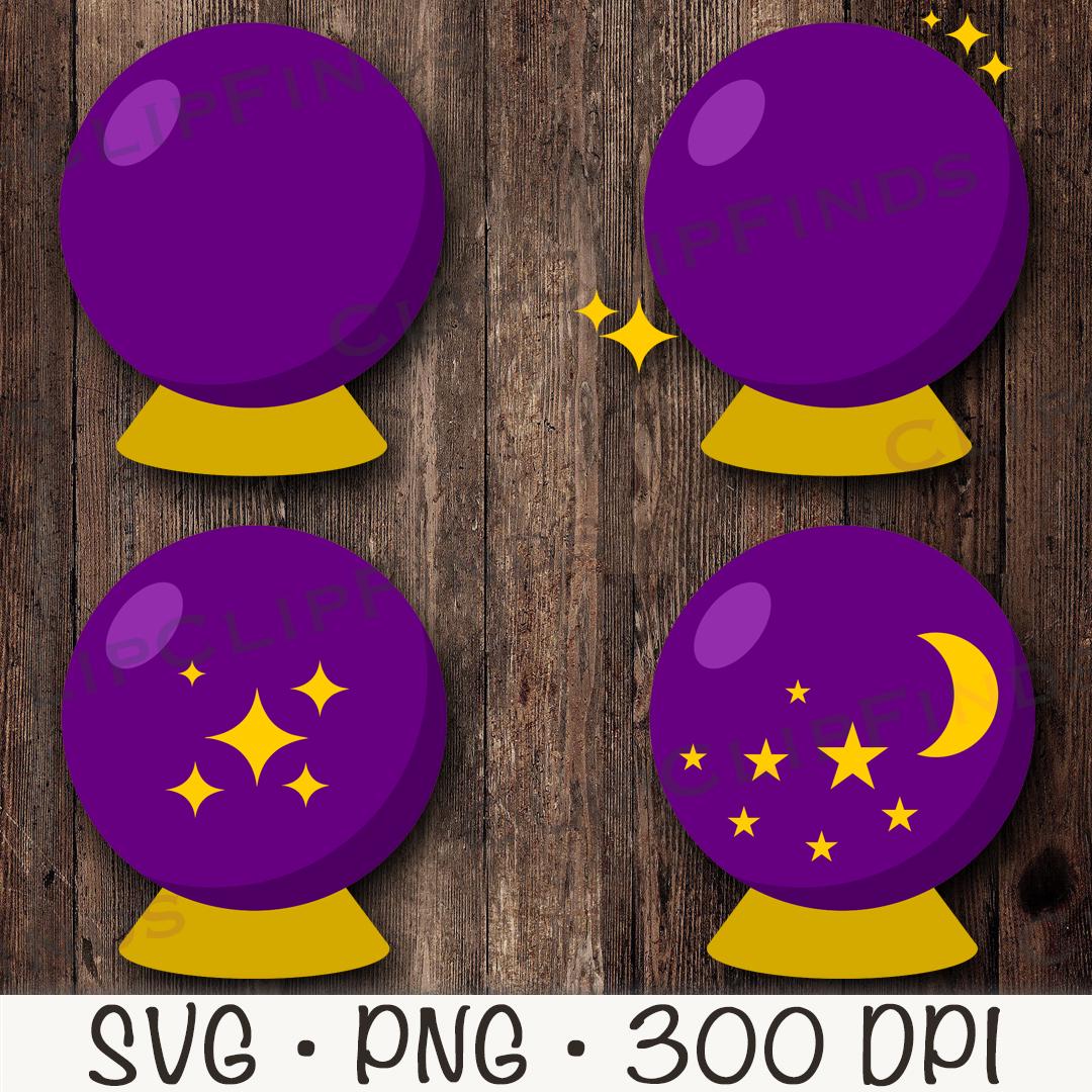Crystal Ball SVG, Crystal Ball Clipart, Crystal Ball With Moon and ...