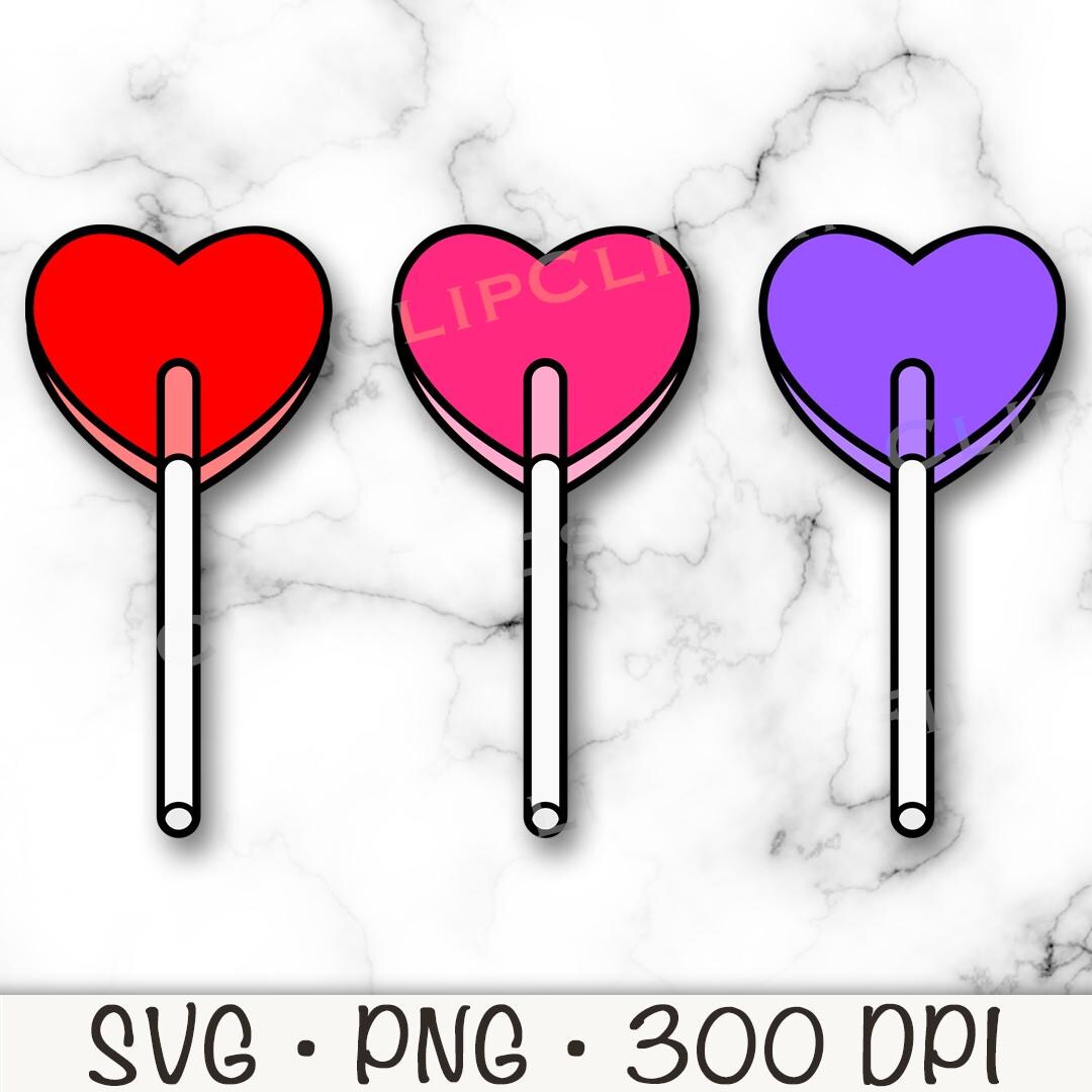 Heart-shaped Valentine's Day Lollipop, Heart Sucker, SVG Vector Cut ...
