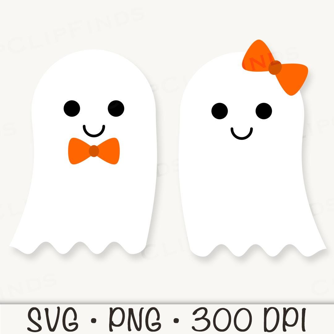 Cute Ghosts SVG, Boy Ghost, Girl Ghost SVG, Vector Cut File and PNG ...