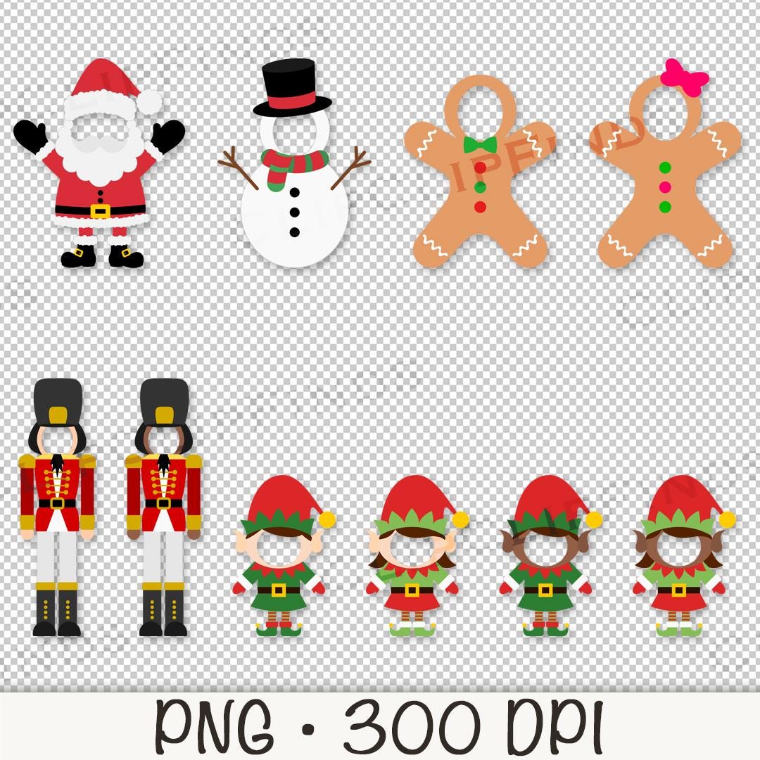 Christmas Characters Add Your Own Photo Face, Elf, Snowman, Santa Claus ...