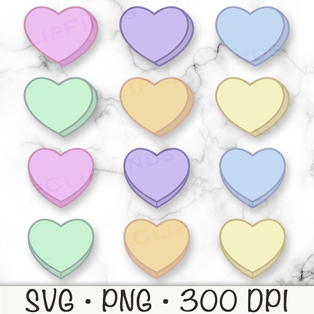 Blank Conversation Hearts SVG, Valentine's Day Candy Hearts, PNG ...