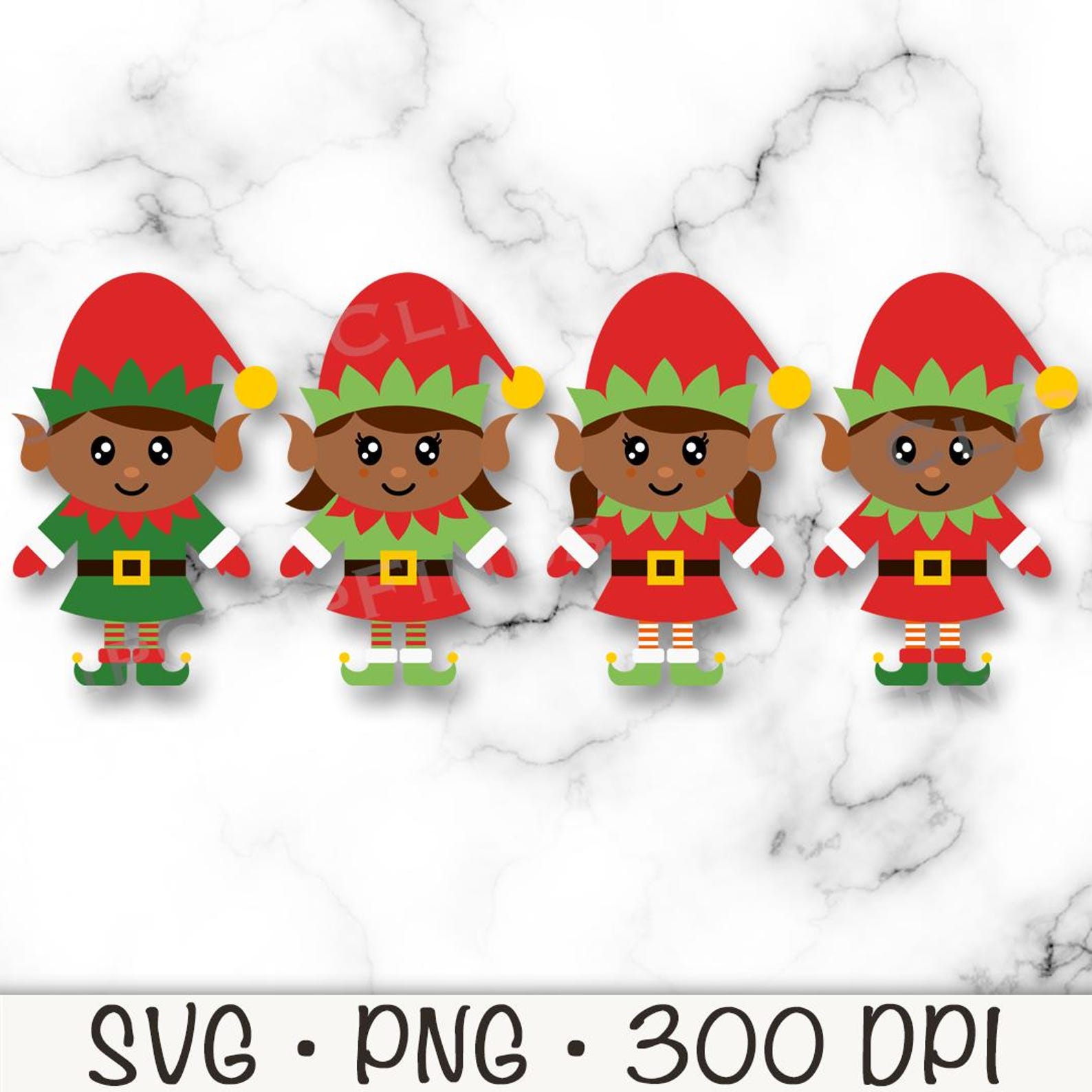 Cute African American Elves SVG, Brown Boy and Girl Elf SVG, Elf PNG ...