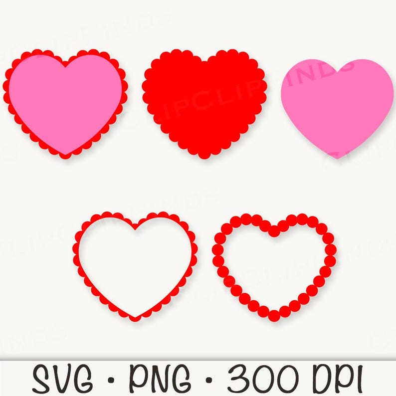 Scalloped Heart SVG, Valentine's Day Heart, Vector Cut File and PNG ...