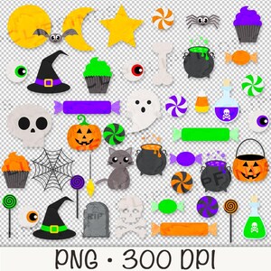 Watercolor Halloween Clipart, Halloween Clip Art PNG, Cute Halloween ...