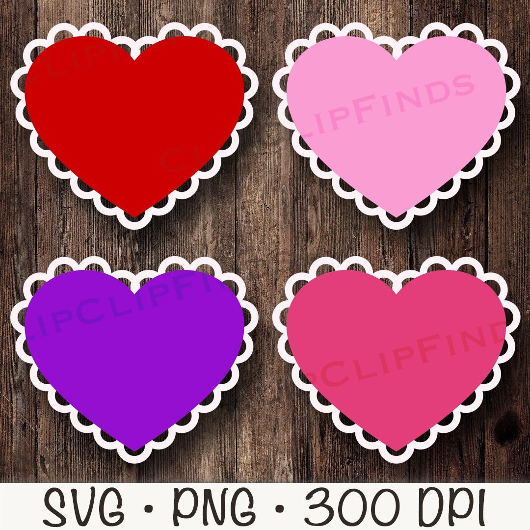 Doily Hearts SVG, Scalloped Hearts SVG, Doily Hearts Clipart, Scalloped ...