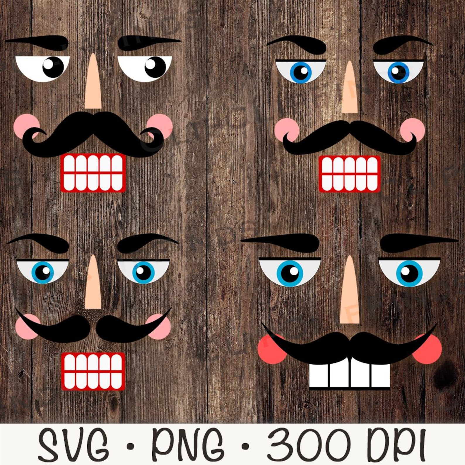 Nutcracker Faces, Nutcracker Face SVG, Nutcracker Face PNG, Sublimation ...