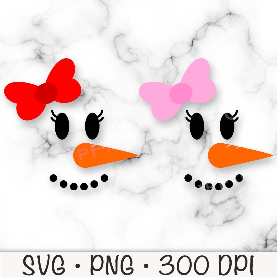 Snowgirl SVG, Face With Bow and Lashes, SVG Vector Cut File and PNG ...