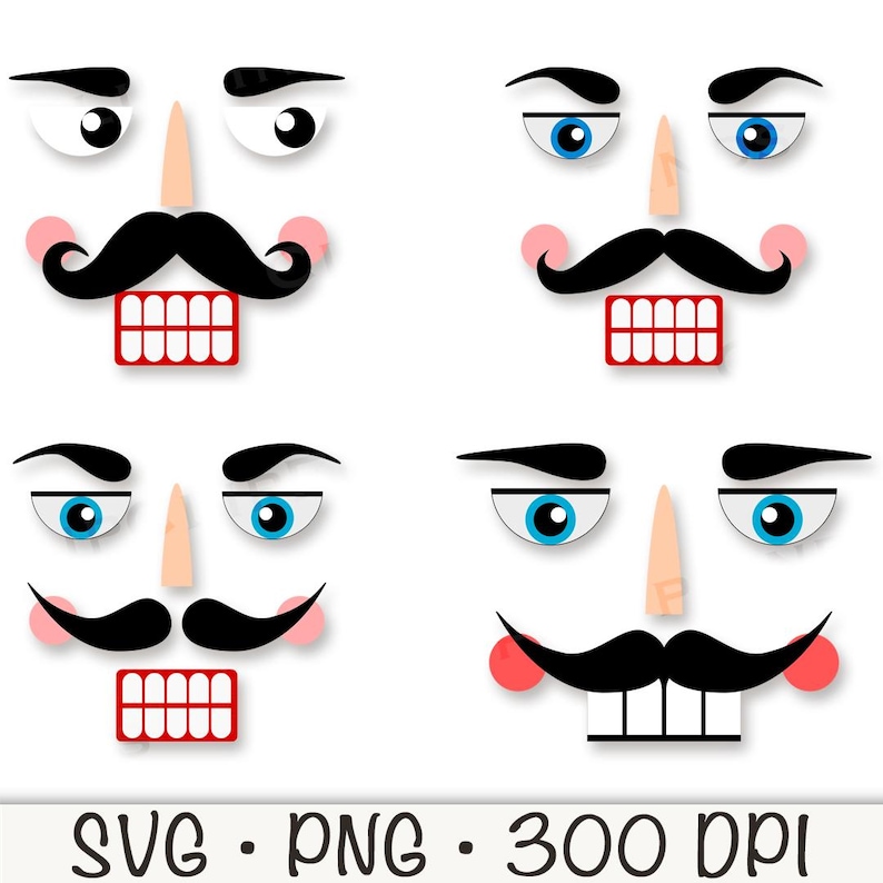 Nutcracker Faces, Nutcracker Face SVG, Nutcracker Face PNG, Sublimation ...