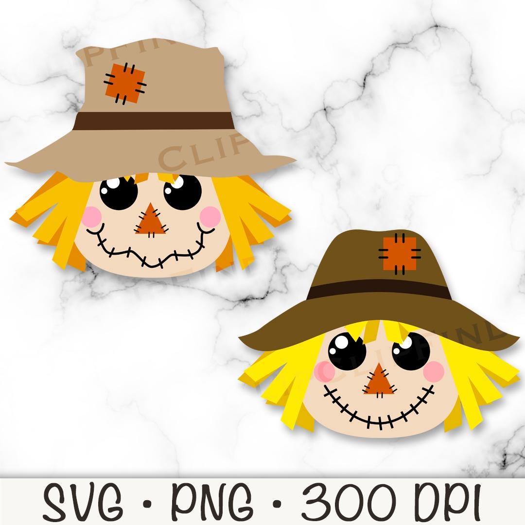 Scarecrow Face SVG, Scare Crow Head PNG, Scarecrow Clipart, Cute ...