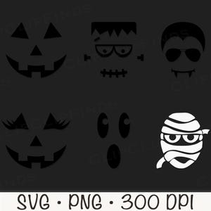 Halloween Faces | Mummy | Pumpkin | Frankenstein | Ghost | Dracula ...