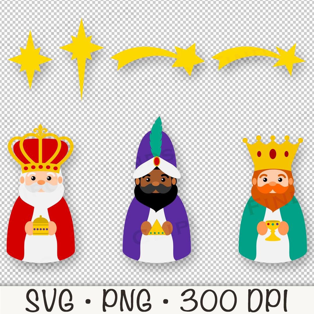 3 Kings, Cute 3 Kings, 3 Wise Men, Nativity Star, Tres Reyes Magos, SVG ...
