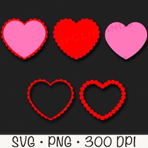 Scalloped Heart SVG, Valentine's Day Heart, Vector Cut File and PNG ...