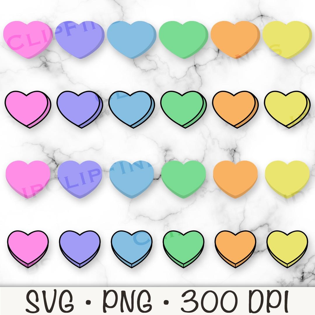 Blank Conversation Hearts SVG, Valentine's Day Candy Hearts, PNG ...