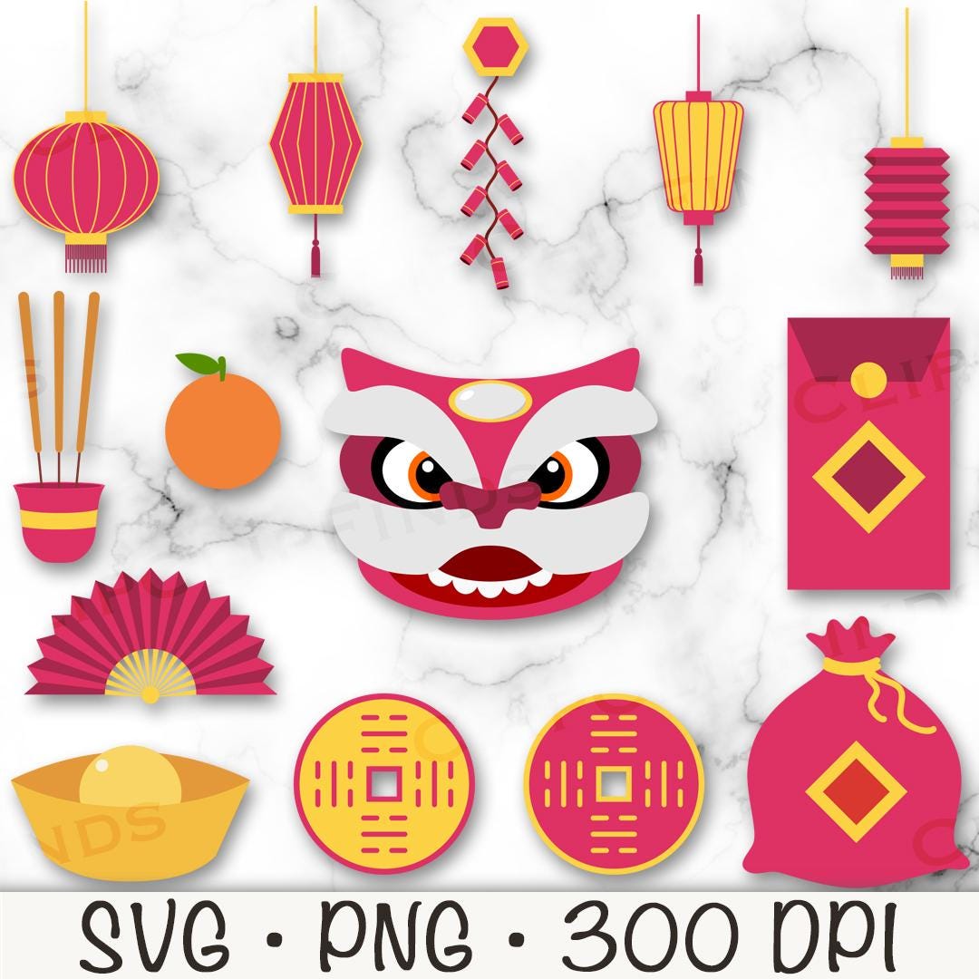 Chinese Lunar New Year Clip Art, Chinese New Year SVG, Chinese New Year ...