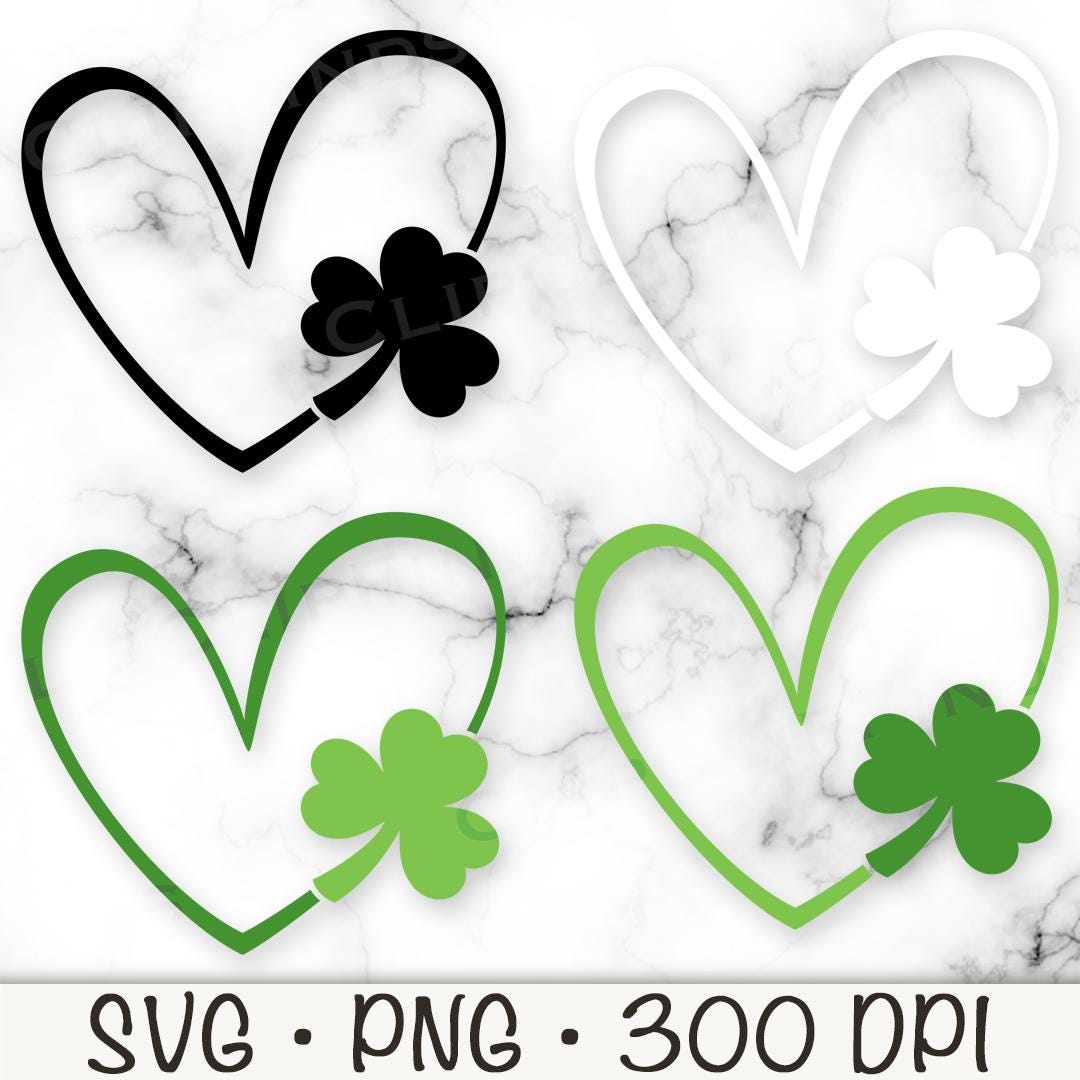 Clover Heart SVG, St. Patrick's Day Heart PNG, Sublimation, Lucky ...