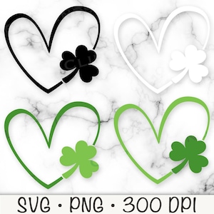 Clover Heart SVG, St. Patrick's Day Heart PNG, Sublimation, Lucky ...