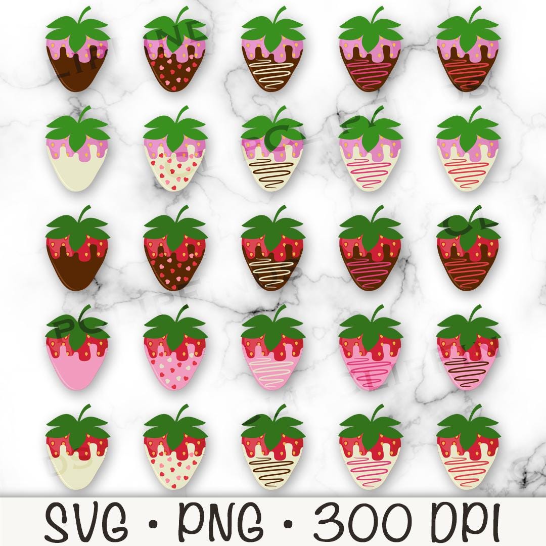 Chocolate Covered Strawberries, Strawberry SVG, PNG, Clipart, Instant ...