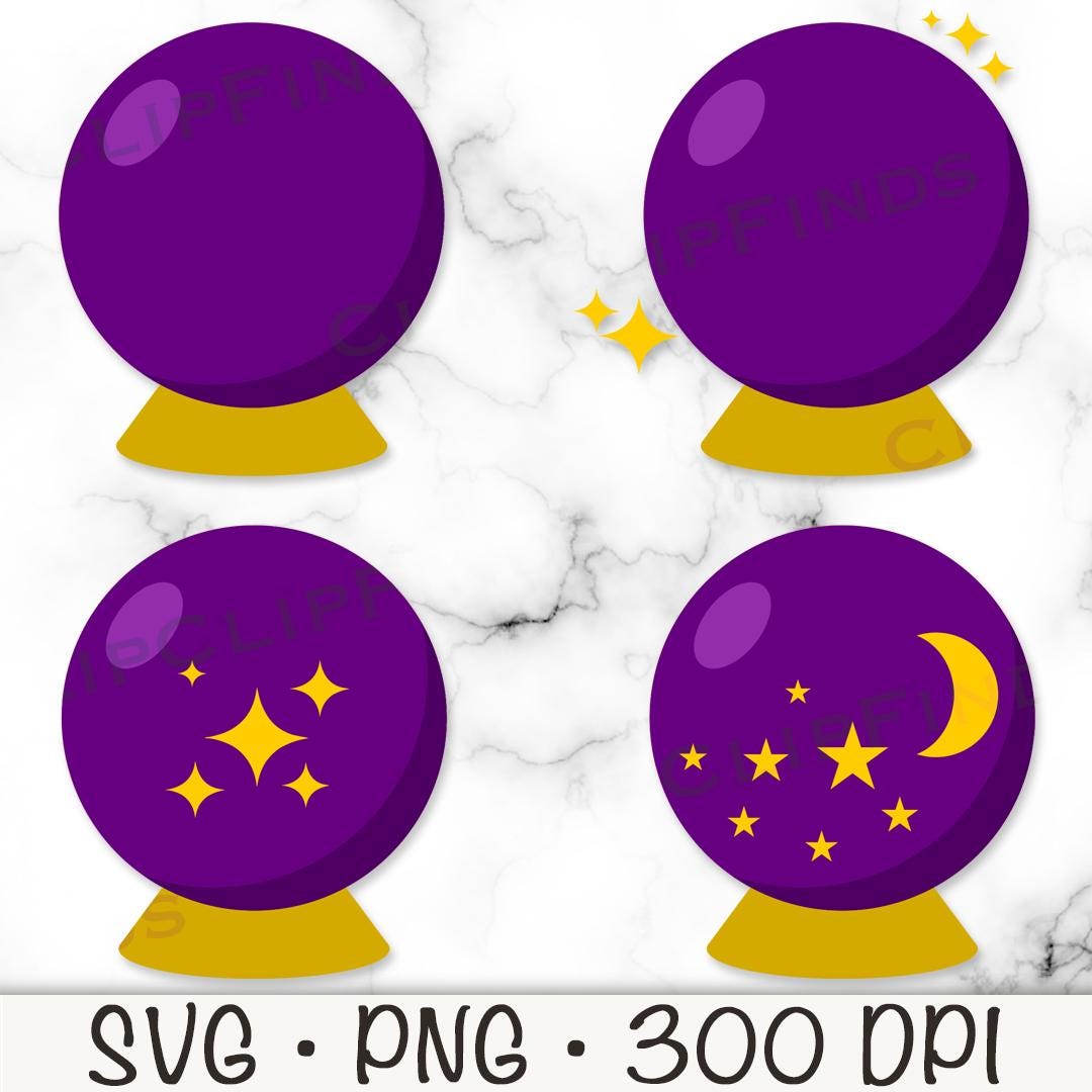 Crystal Ball SVG, Crystal Ball Clipart, Crystal Ball With Moon and ...