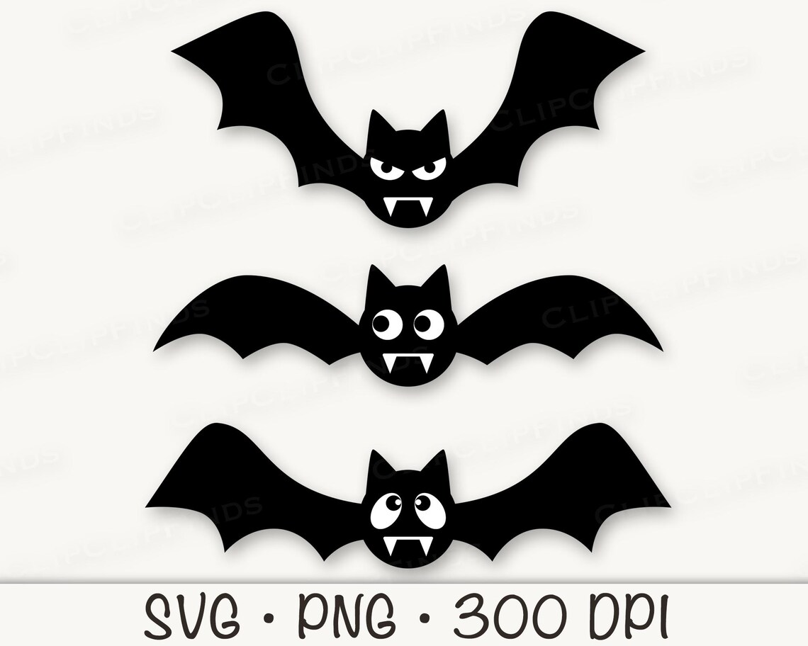 Flying Bats SVG, Cute Bats, Bats With Faces, Bats With Fangs, Goggly ...