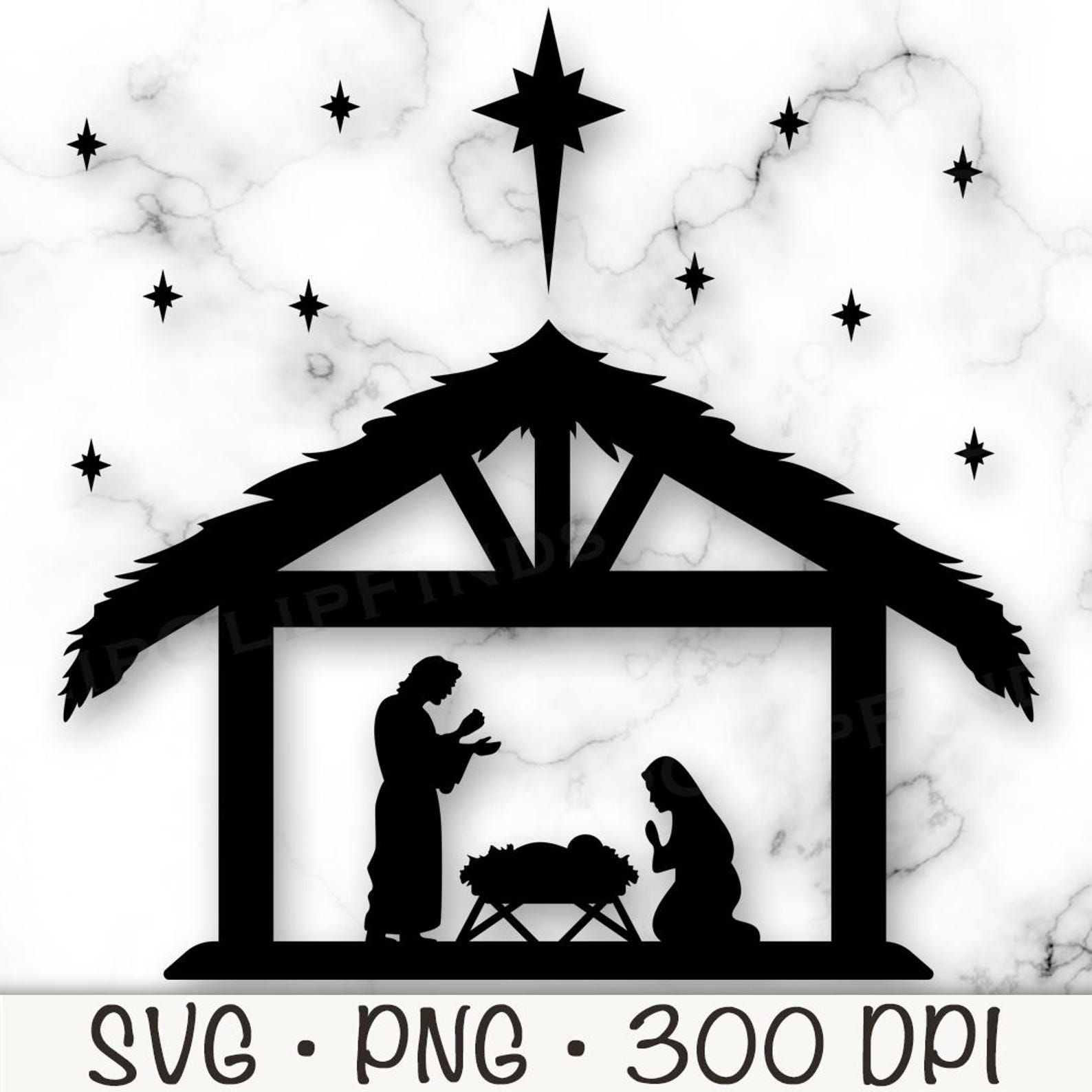 Nativity Scene SVG, Nativity Set PNG, Nativity Scene Silhouette ...