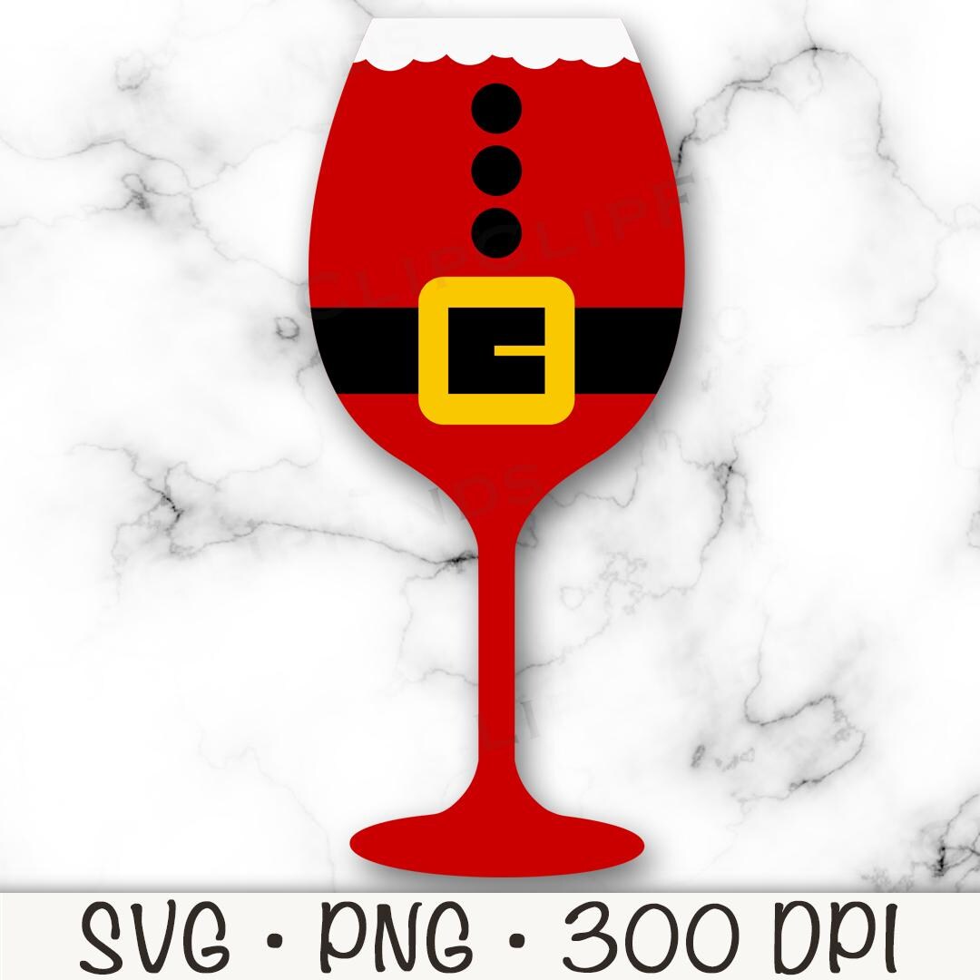 Santa Claus Wine Glass, Santa Belt, SVG Vector Cut File and PNG ...