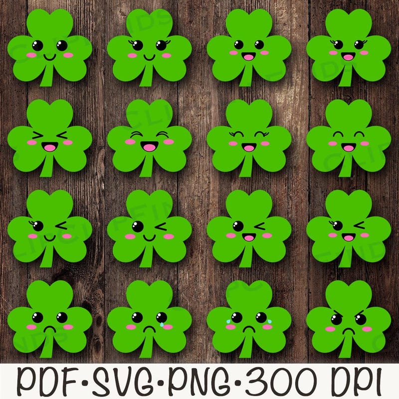 Shamrock Clip Art Vector - Etsy
