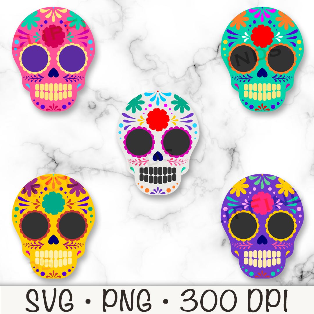 Sugar Skulls PNG, Dia De Los Muertos, Colorful Skulls, Carabelas SVG ...
