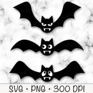 Flying Bats SVG, Cute Bats, Bats With Faces, Bats With Fangs, Goggly ...