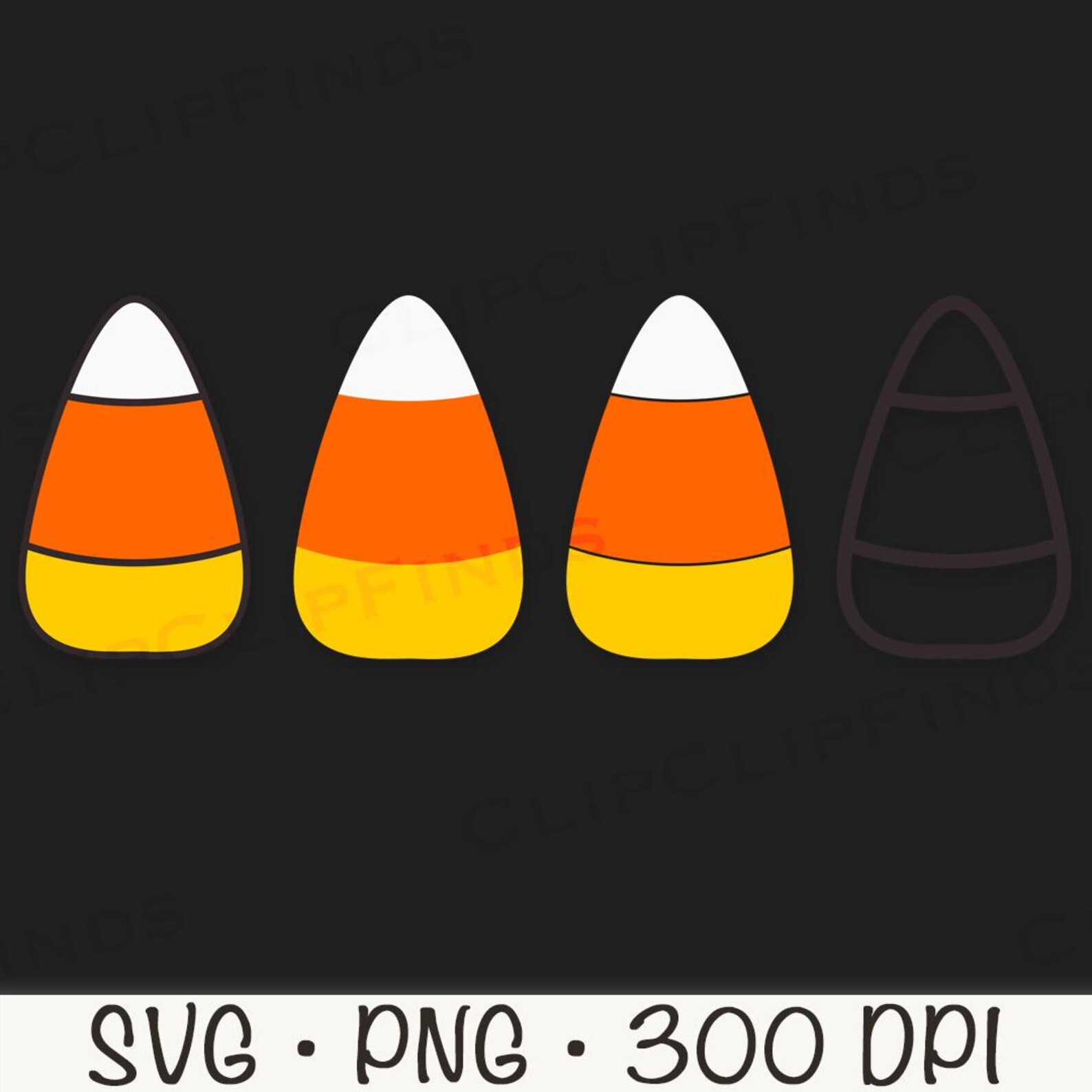 Candy Corn SVG, Candy Corn Bundle, Black Outline, SVG Vector Cut File ...