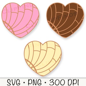 Heart Concha SVG, Concha Bread Heart PNG, Strawberry, Chocolate ...