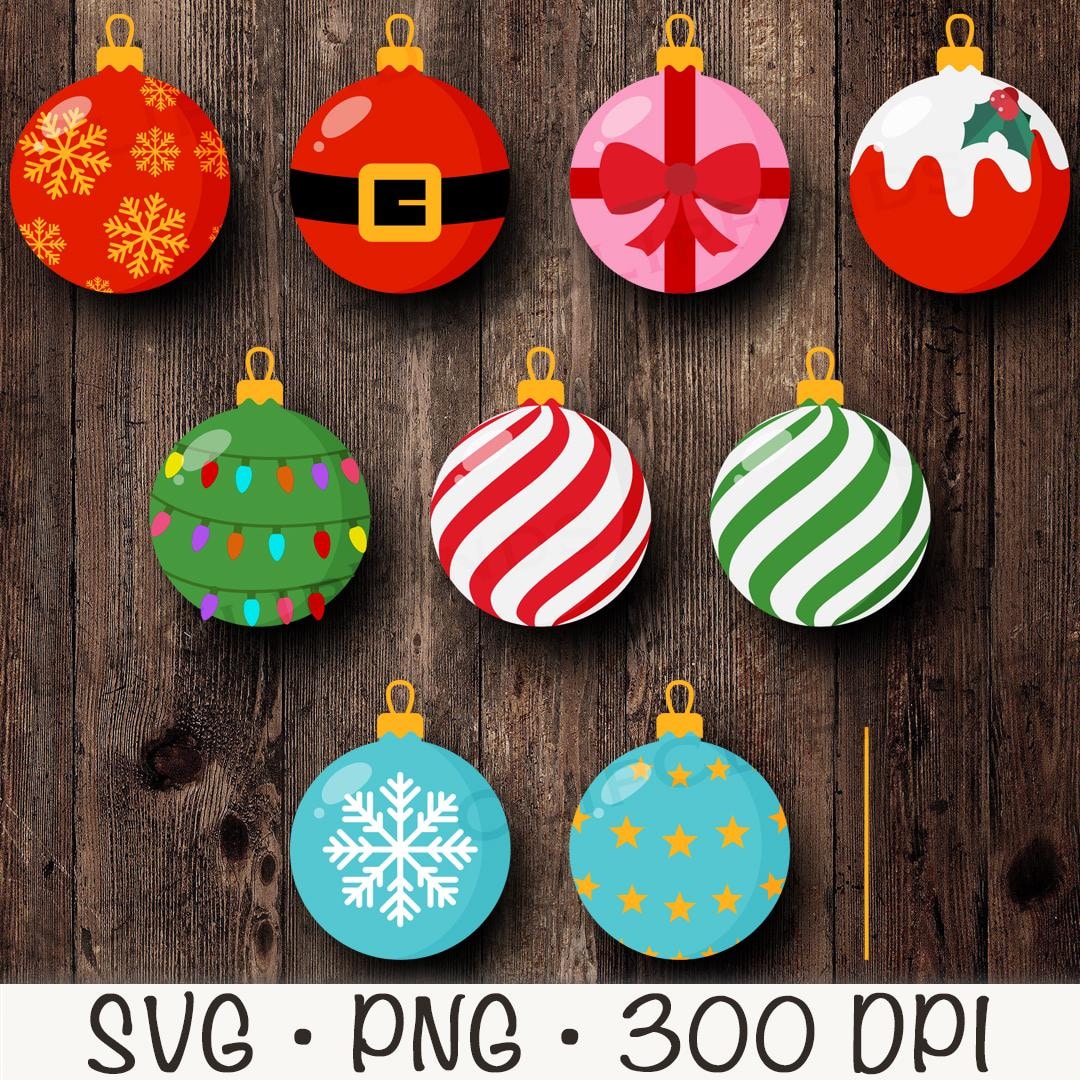 Christmas Ornaments Clipart, Xmas Ornaments PNG, Ornaments SVG, Cute ...