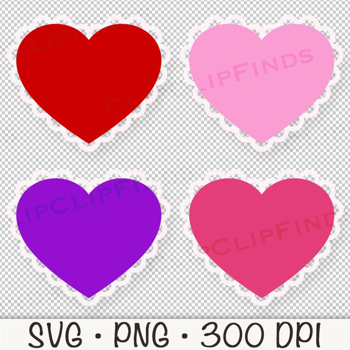Doily Hearts SVG, Scalloped Hearts SVG, Lace Hearts Clipart, Scalloped ...